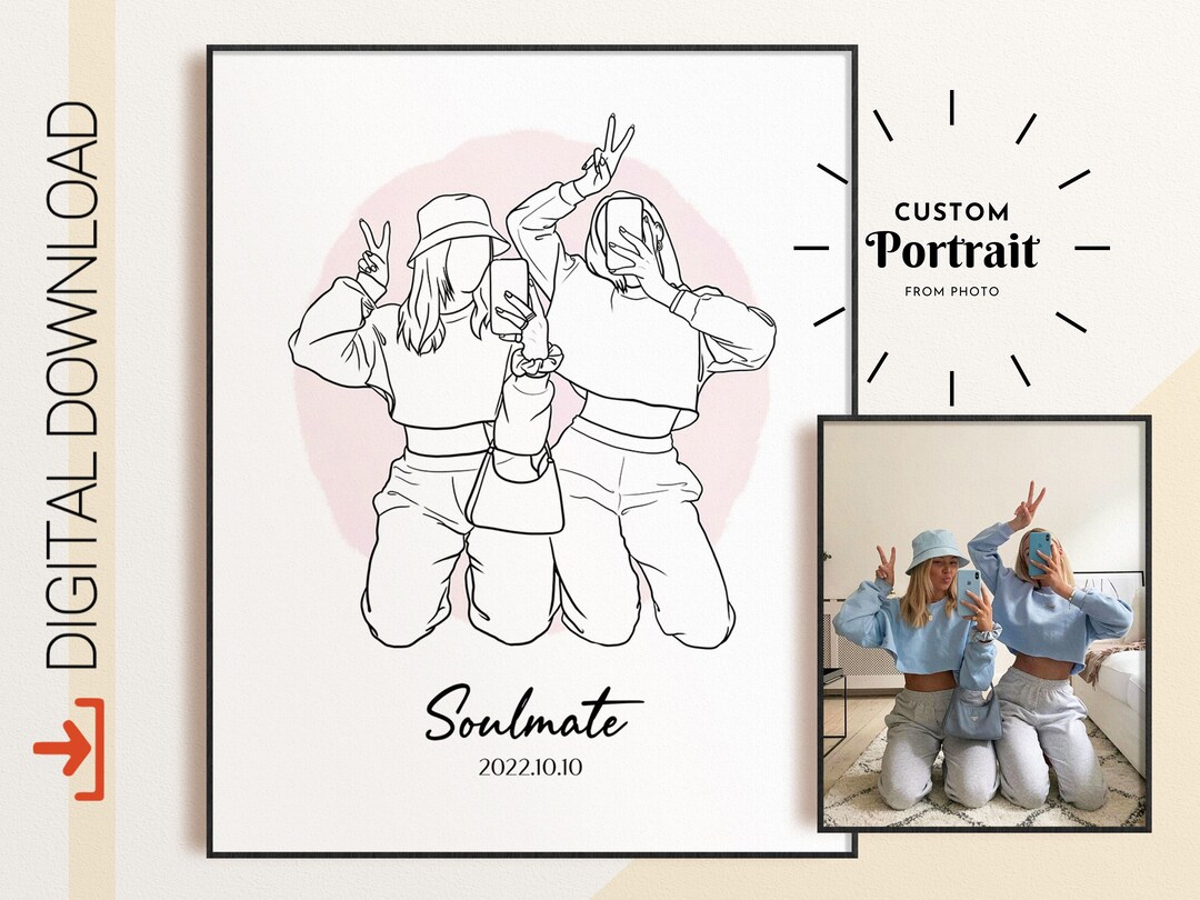 Custom Line Drawing, Custom Portrait, Custom Portrait From Photo ...
