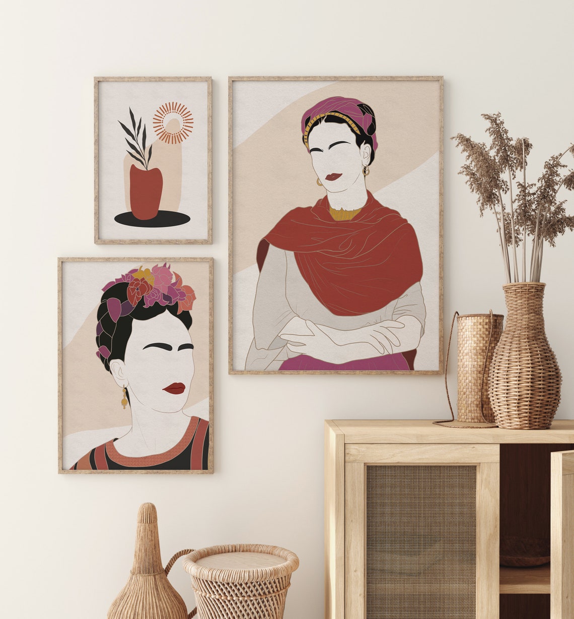 Frida Kahlo Modern Art Poster Bundle Minimalist Feminist | Etsy