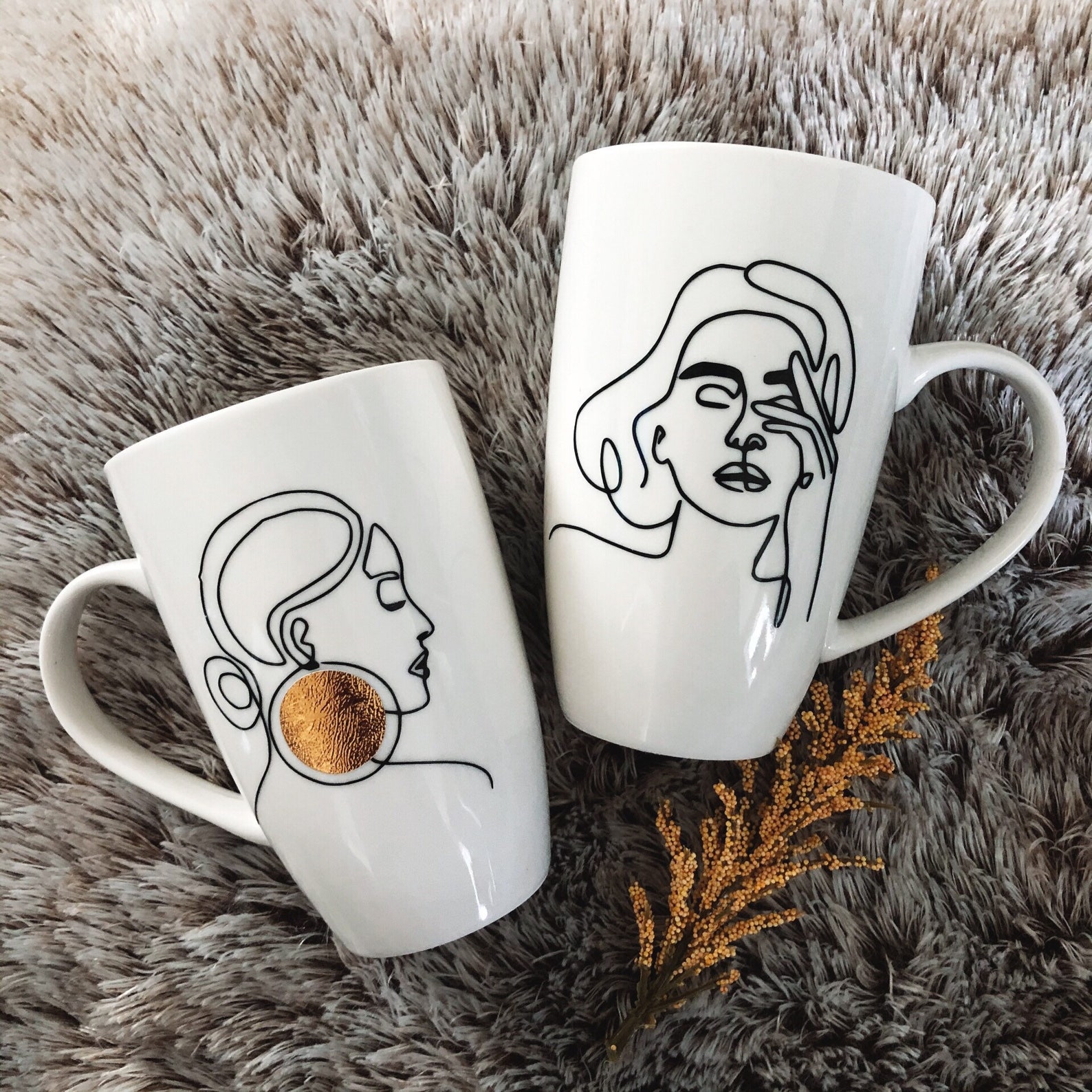 Personalized Mood Mugs Minimalist Cute Abstract Line Art Face Mug Free ...