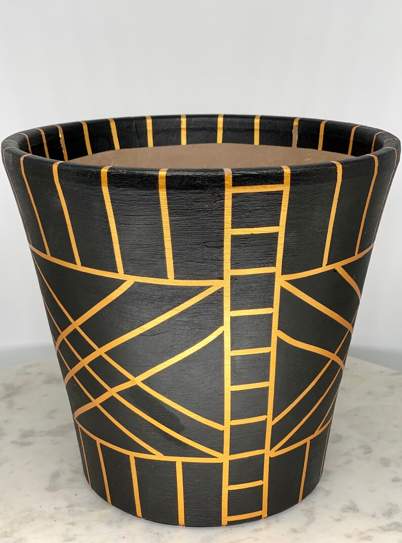 Cleopatra, Modern Terracotta Planter, Indoor Plant Pot Art, Geometric ...