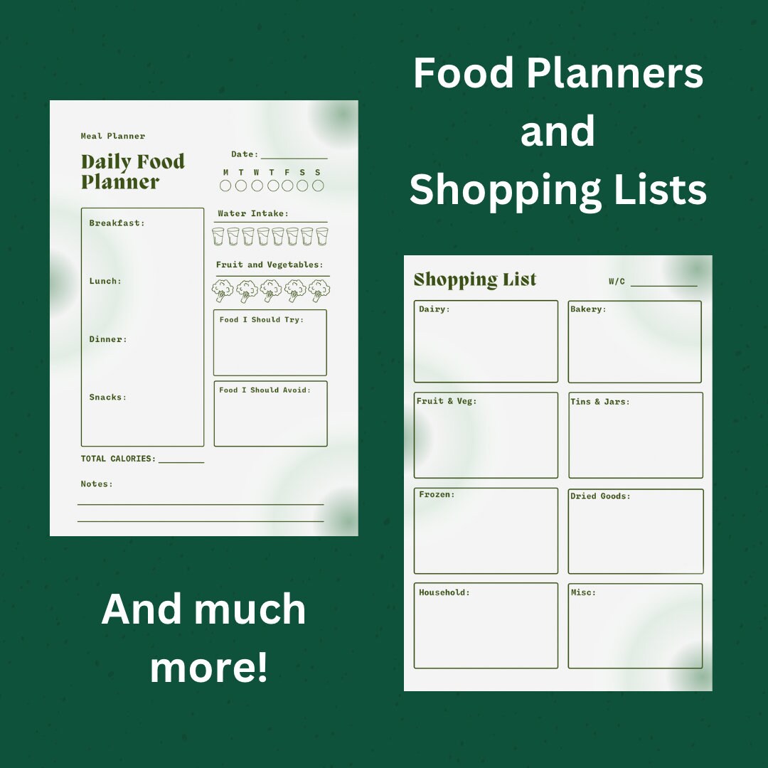 Ultimate Meal Planner, Shopping List and Wellness/self Care Tracker for ...