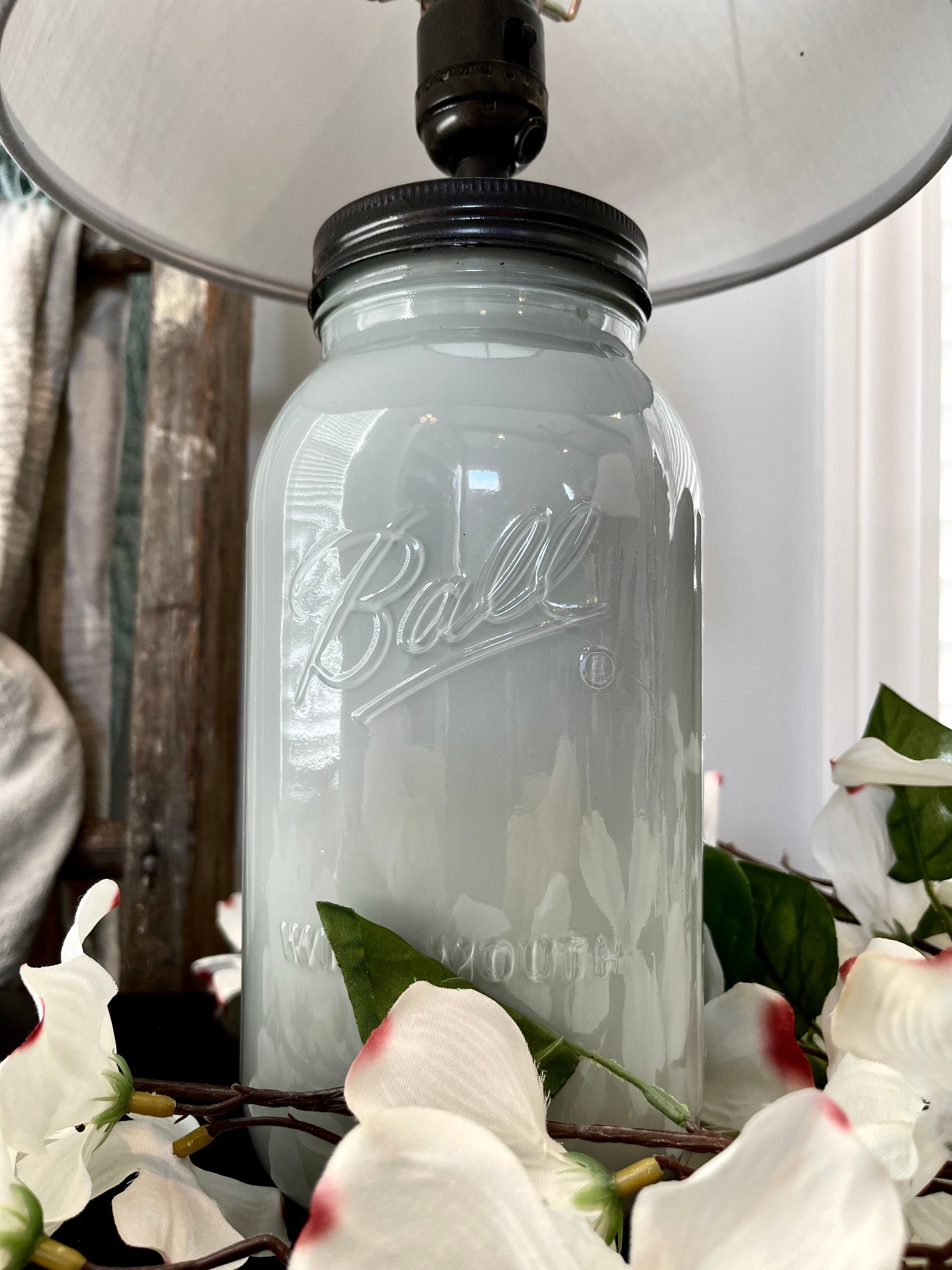 Modern Farmhouse Glass Mason Jar Lamp - Etsy