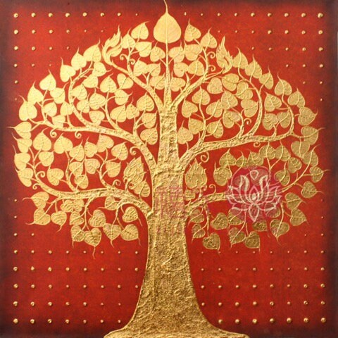 Tree of Life With Real Gold ..oil on Canvas - Etsy