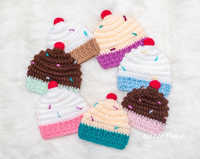 Cute as a Cupcake Hat PDF Knitting Pattern for Newborn, Baby, and Child ...