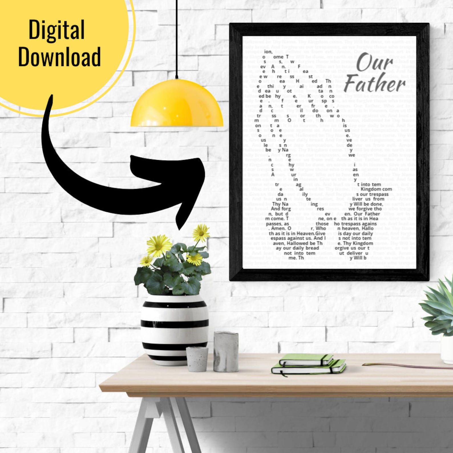Our Father Text | Praying Hands Art | Digital Download | Prayer ...