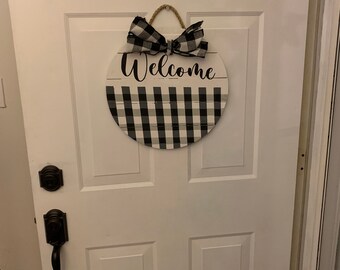 Gray and Black Buffalo Check Welcome Sign - Etsy