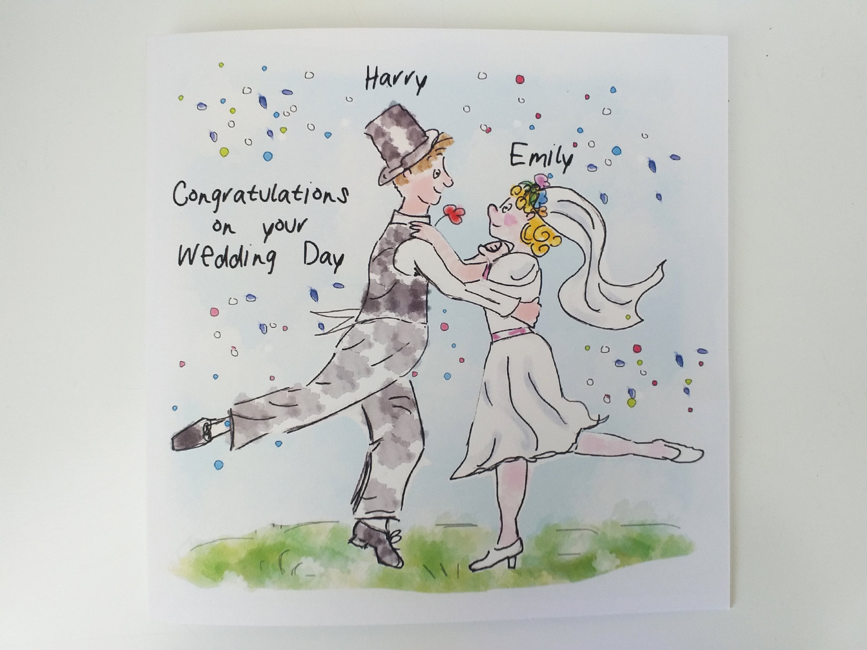 Wedding Card, Personalised Wedding Day Card, Dancing Couple ...