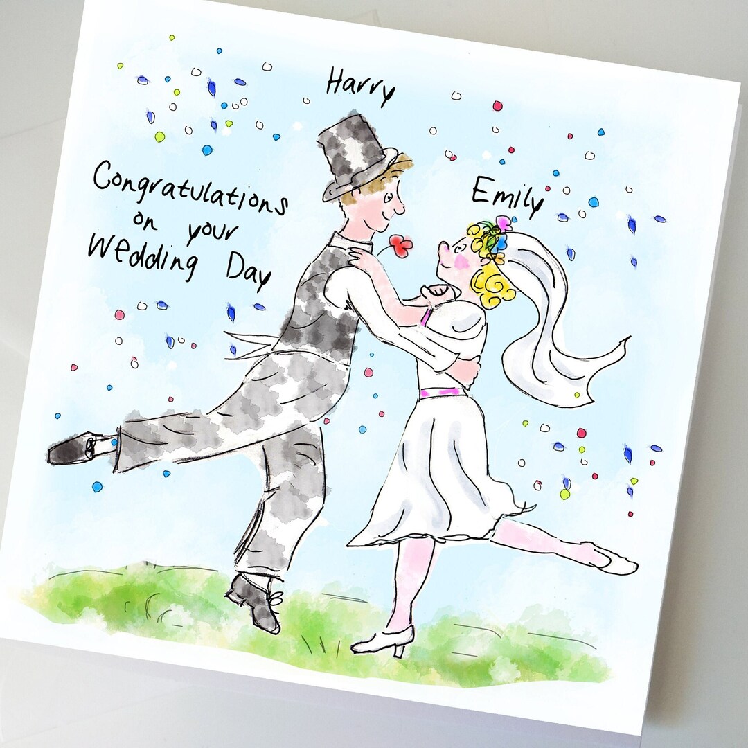 Wedding Card, Personalised Wedding Day Card, Dancing Couple ...