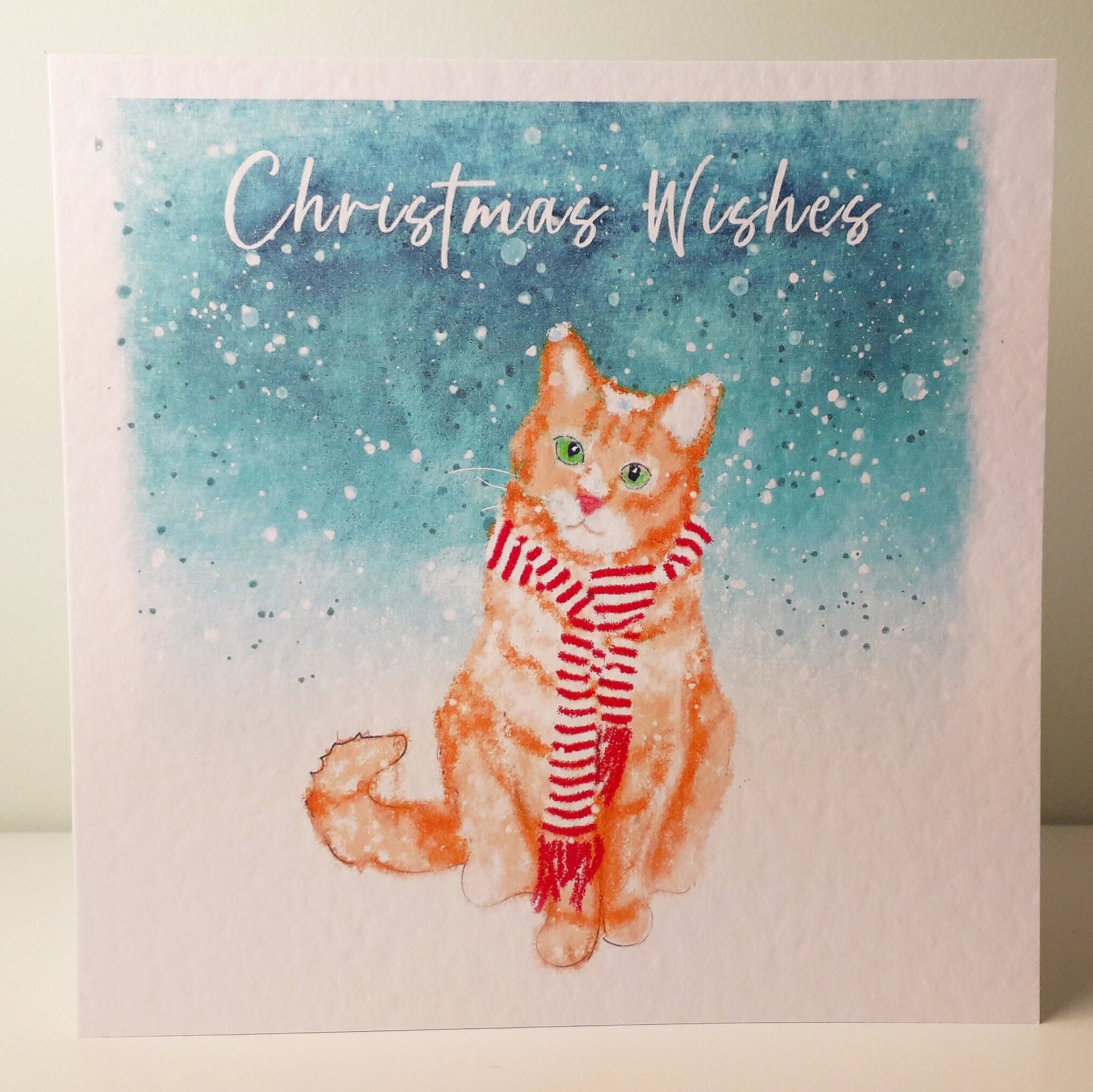 Cat Christmas Card, Original Design, Ginger Cat, Christmas Card for Cat ...