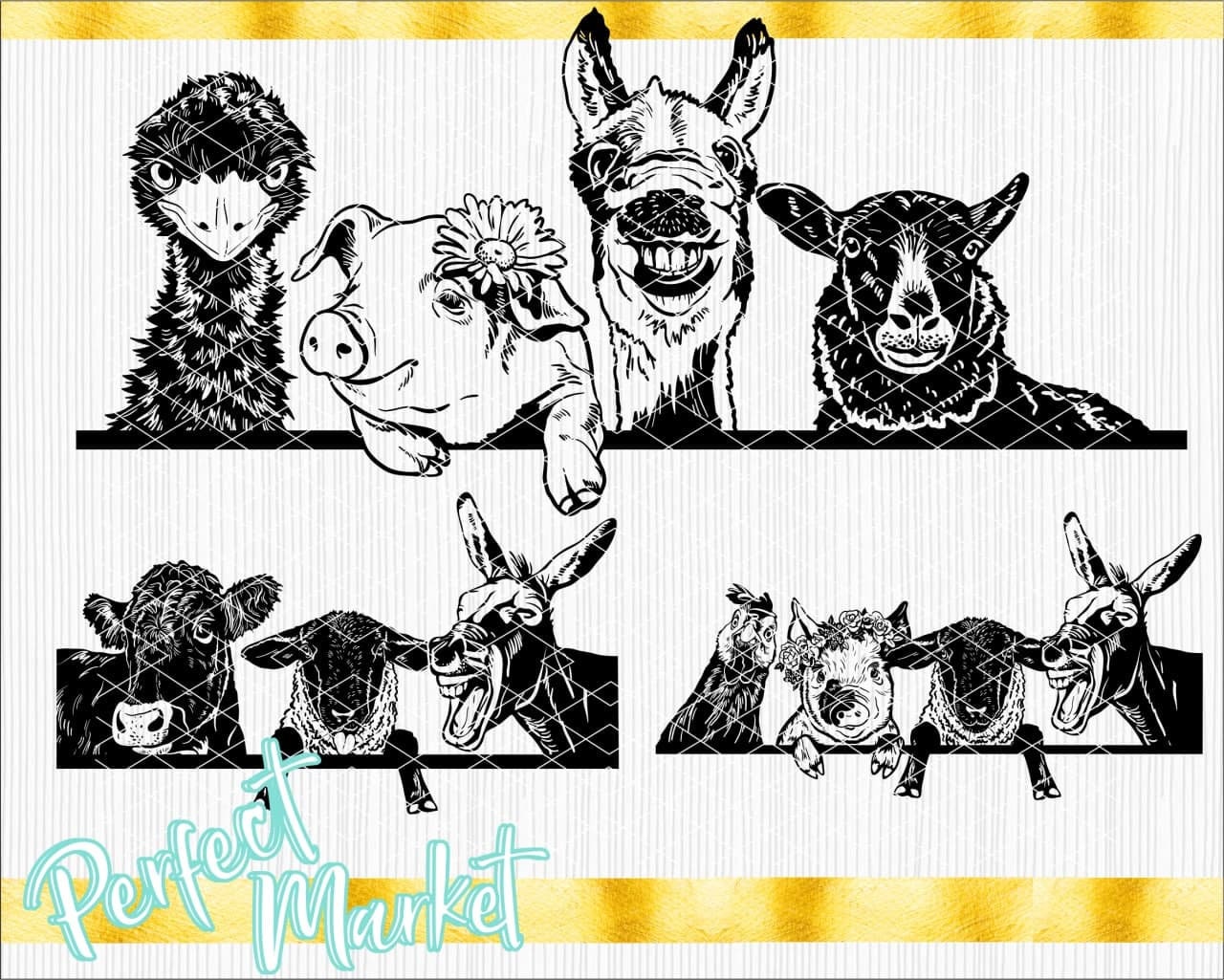 Farm Animals Clipart,farm Life Dxf,pig Svg,duck Svg,farm Animals Svg ...