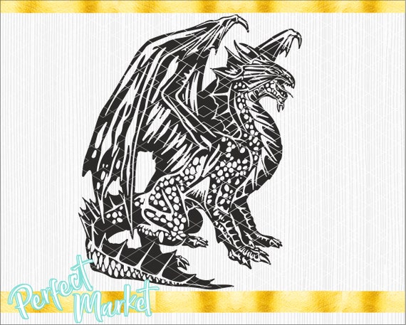 Dragon SVG Dragon Silhouette Dragon Dxf Dragon Clipart | Etsy