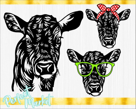 Calf Svg File for Cricutcow Kid Clipartfarm Animal Head Face | Etsy