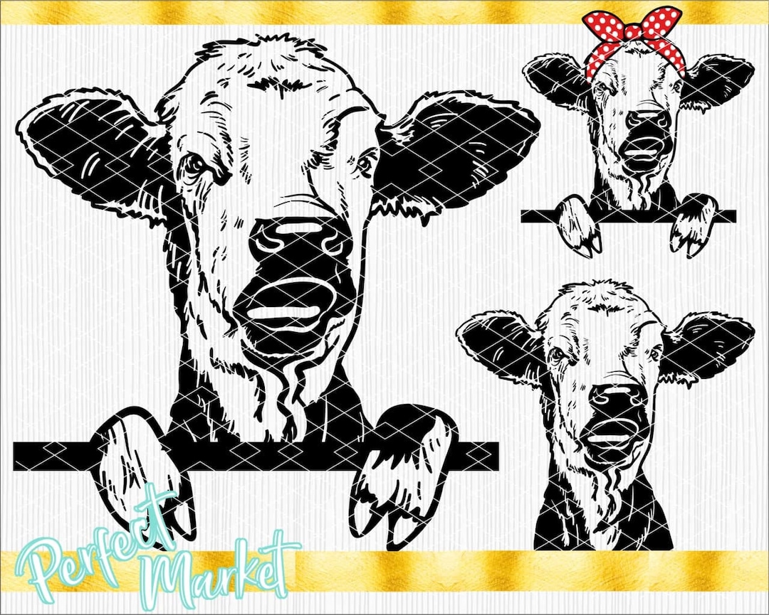 Vaca svg, silhueta de vaca, png de vaca, arquivos de corte de cara de ...