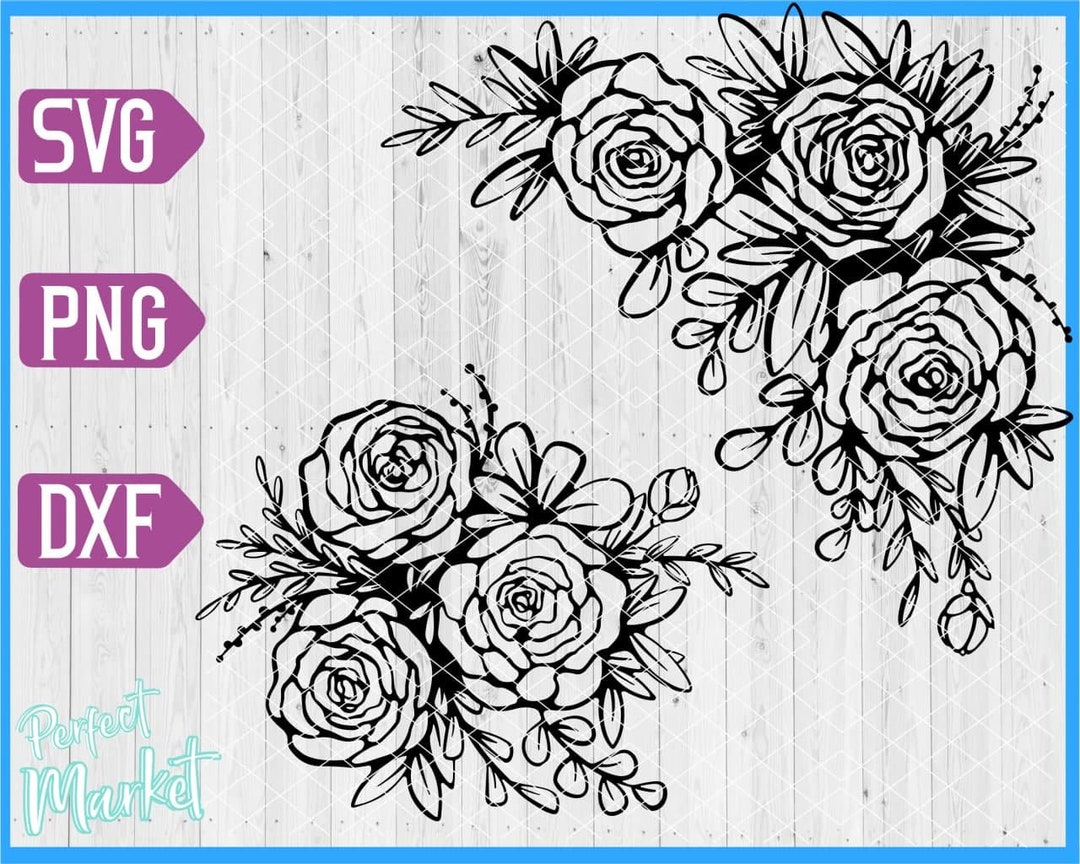 Flowers Illustration Svg Filefloral Svgflowers Svgfloral - Etsy