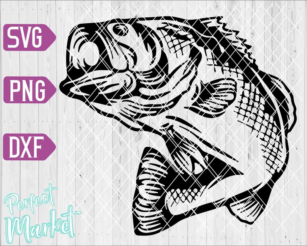 Bass Fishing Svg File ,bass Fish Angling Svg ,bass Fish Jumping ,bas ...