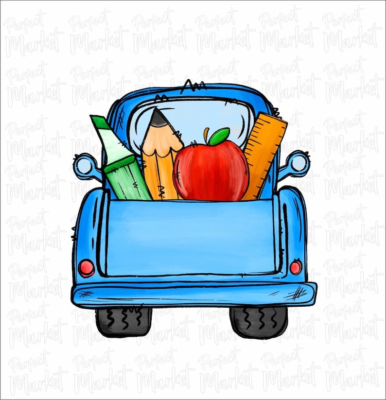 Back to School Truck Png, School Cut Files, Old Truck Png, Monogram Png ...