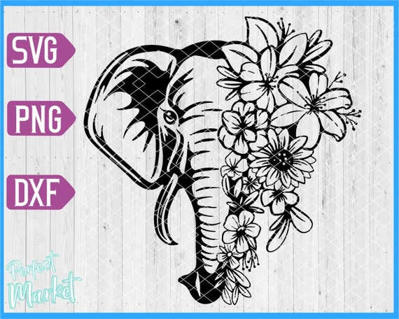 Floral Elephant Svg Fileelephant Svgflowers Elephant Svg | Etsy