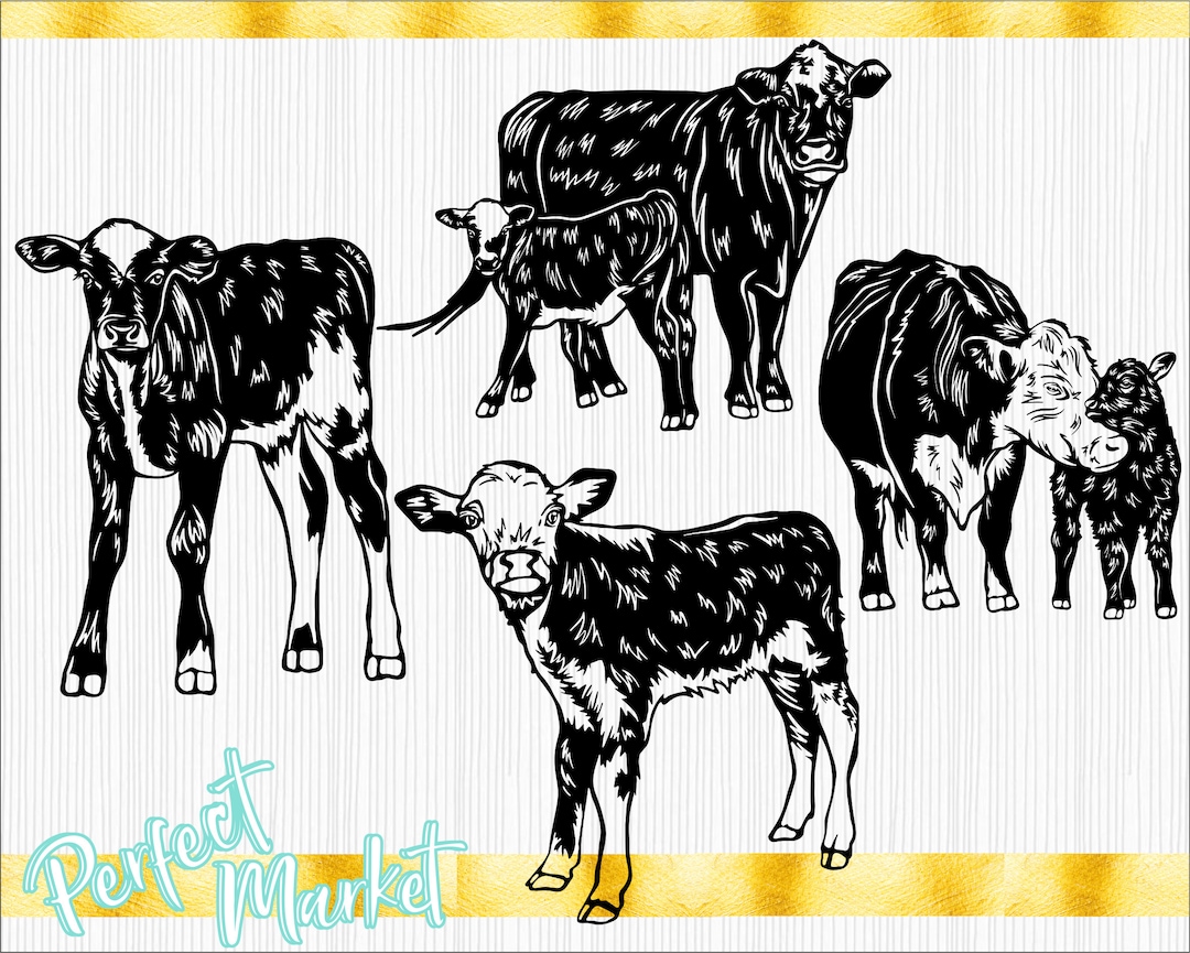 Calf Svg File for Cricut,cow Kid Clipart,farm Animal Head Face Dxf ...