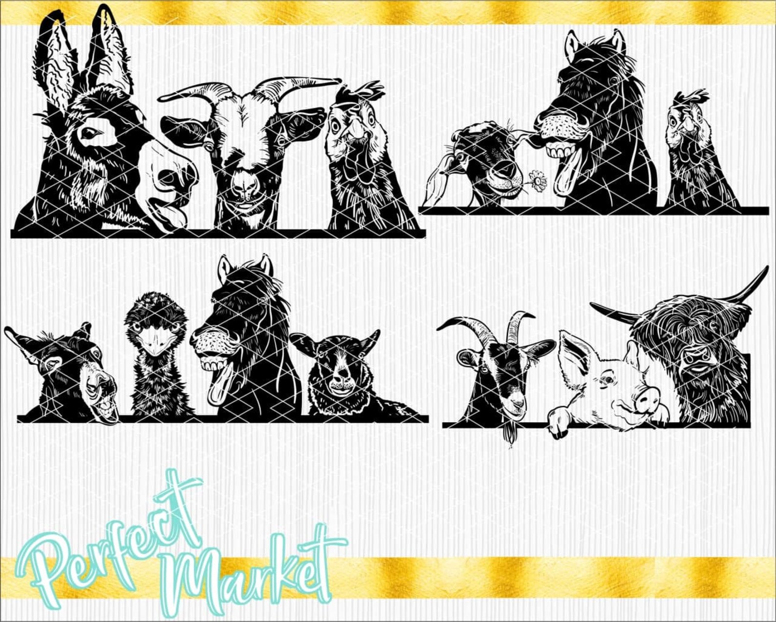 Farm Animals Clipart,farm Life Dxf,pig Svg,duck Svg,farm Animals Svg ...