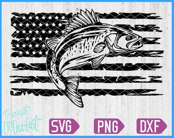 Walleye With Flag Background Svg - Etsy