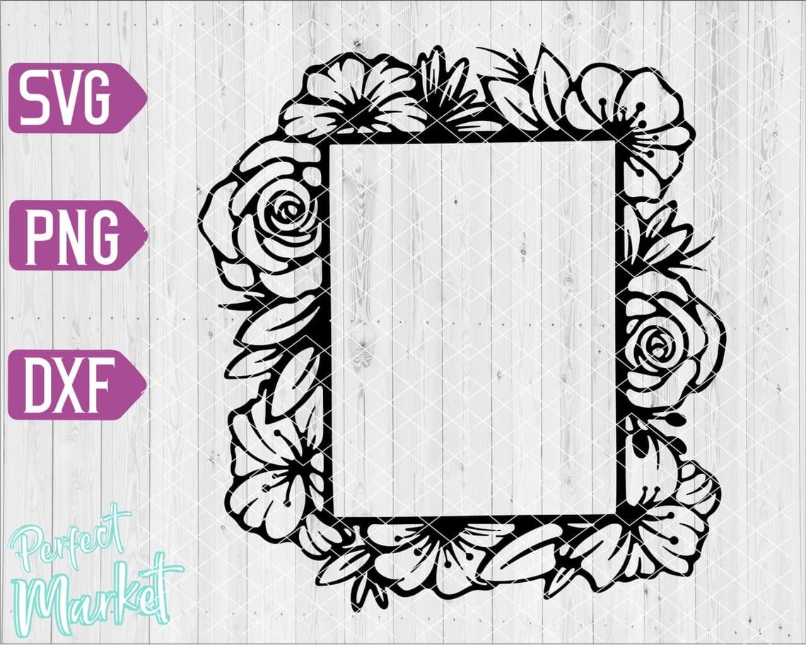 Cornice floreale SVG Floral Frame cut File Diamond Flower - Etsy Italia