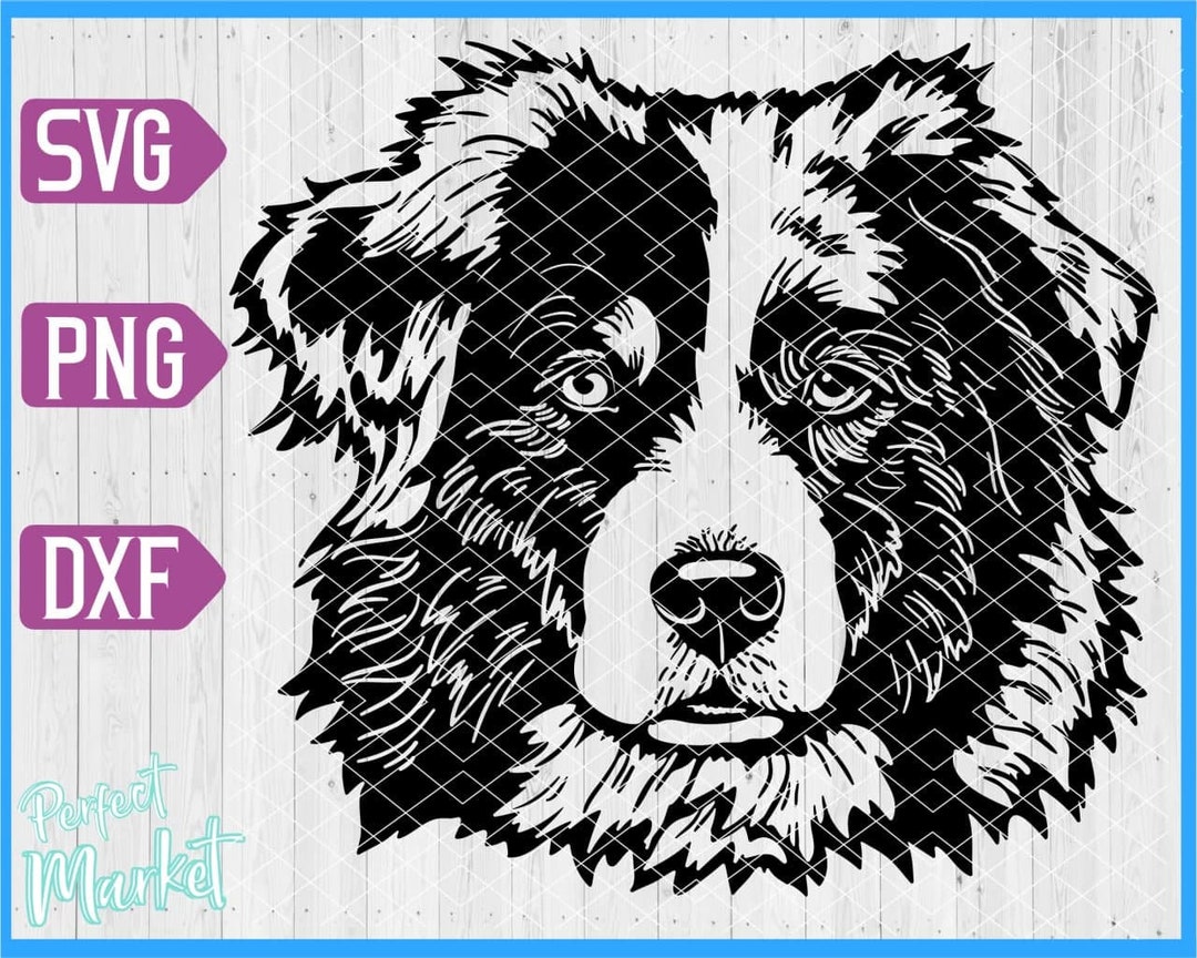 Australian Shepherd Svg,mini Aussie Face Clipart,dog Vector,australian ...