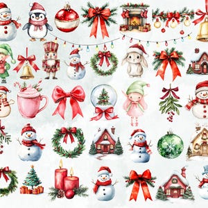 Sweet Christmas Clipart Bundle, Elf, Winter Holidays, Wreath, Cute ...