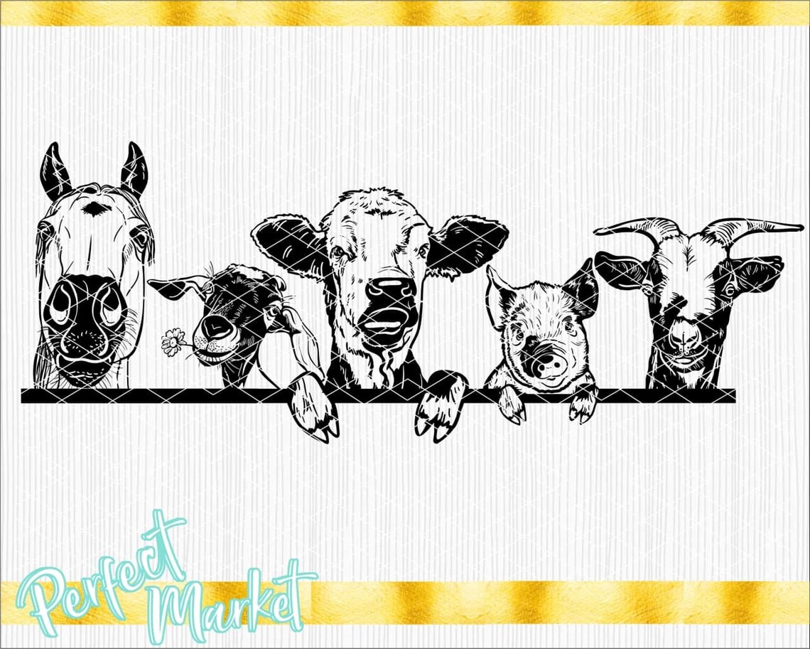 Farm Animals Clipart,farm Life Dxf,pig Svg,duck Svg,farm Animals Svg ...