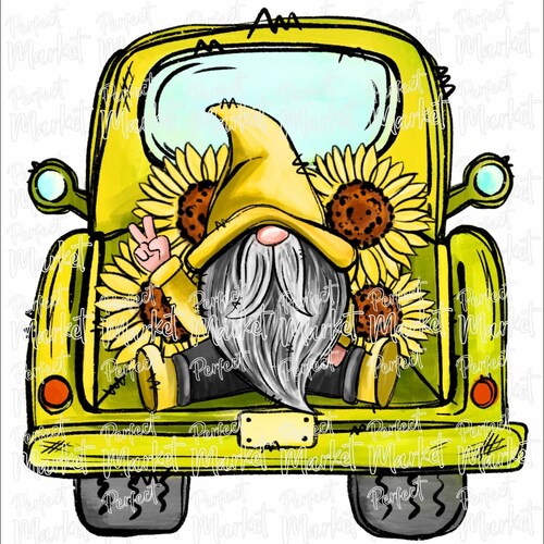 Sunflower Gnome Truck PNG Gnomes PNG Digital Download - Etsy