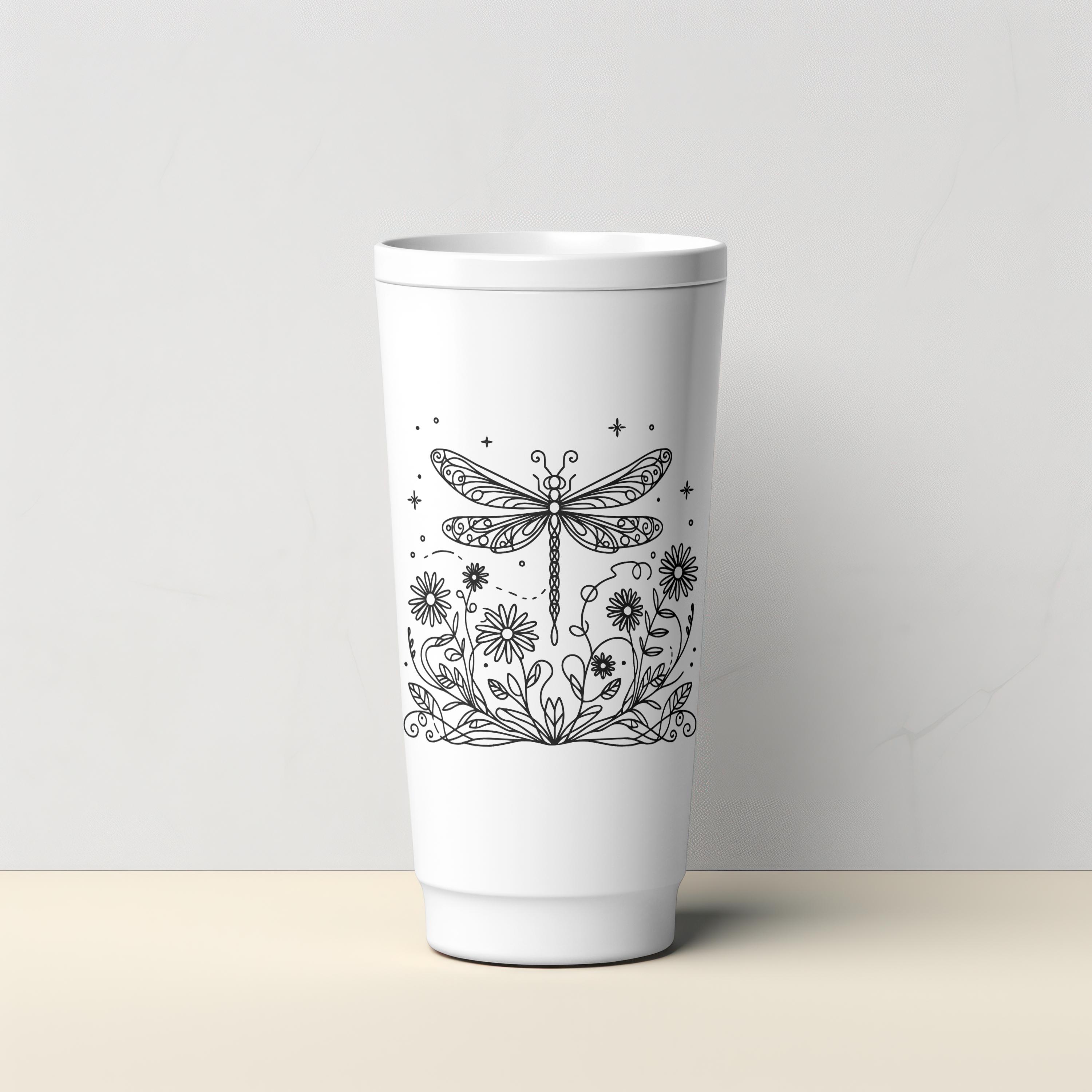 Floral Dragonfly Laser Wrap SVG for Laser, Rotary Seamless Design ...