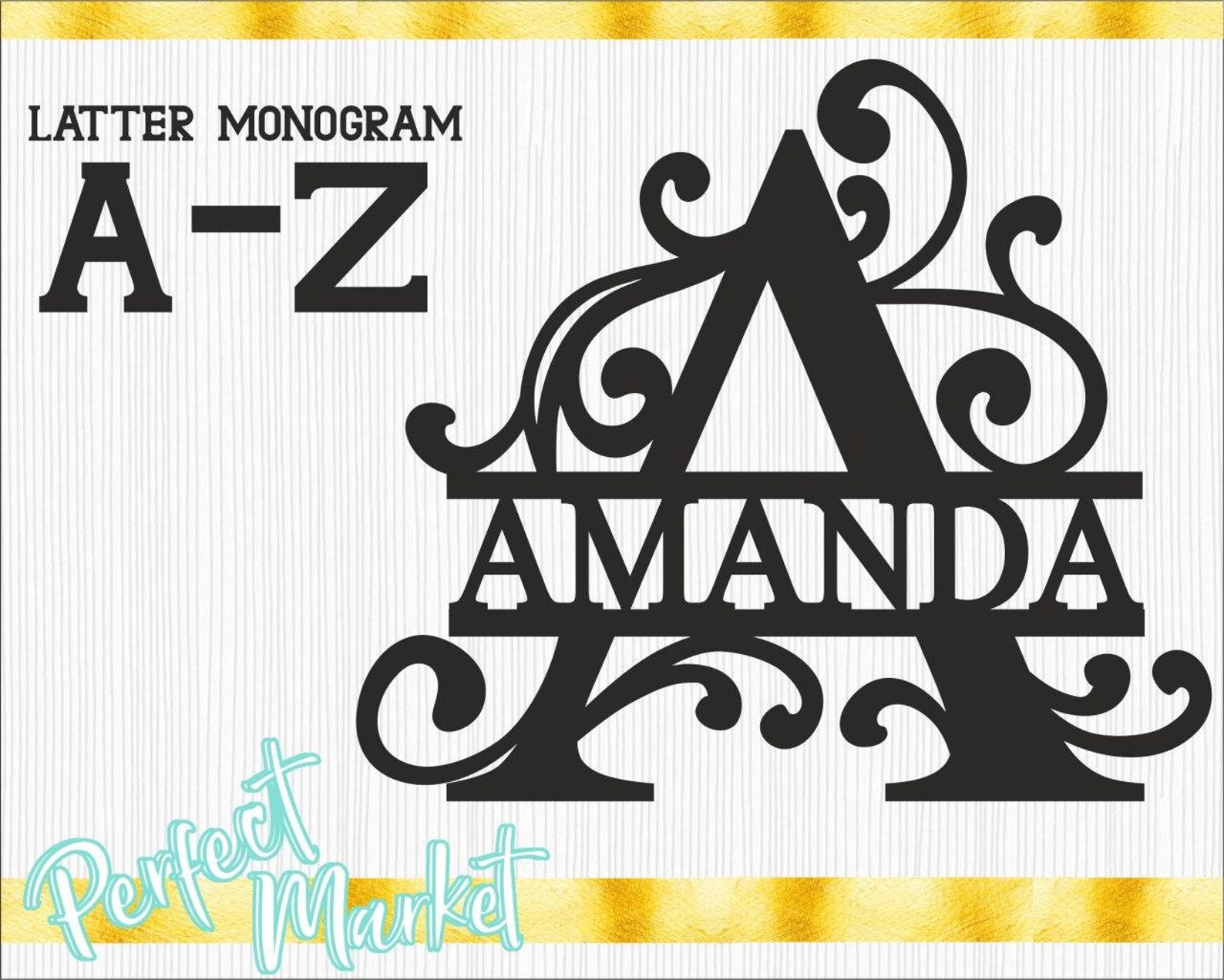 Split Letter Monograms Swirlsdigital Laser Cut Fileglowforge - Etsy