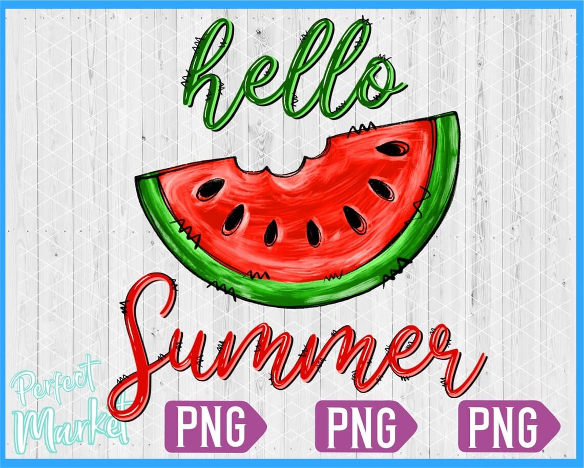 Hello Summer Watermelon Pngsummer Watermelon Pngsummer | Etsy