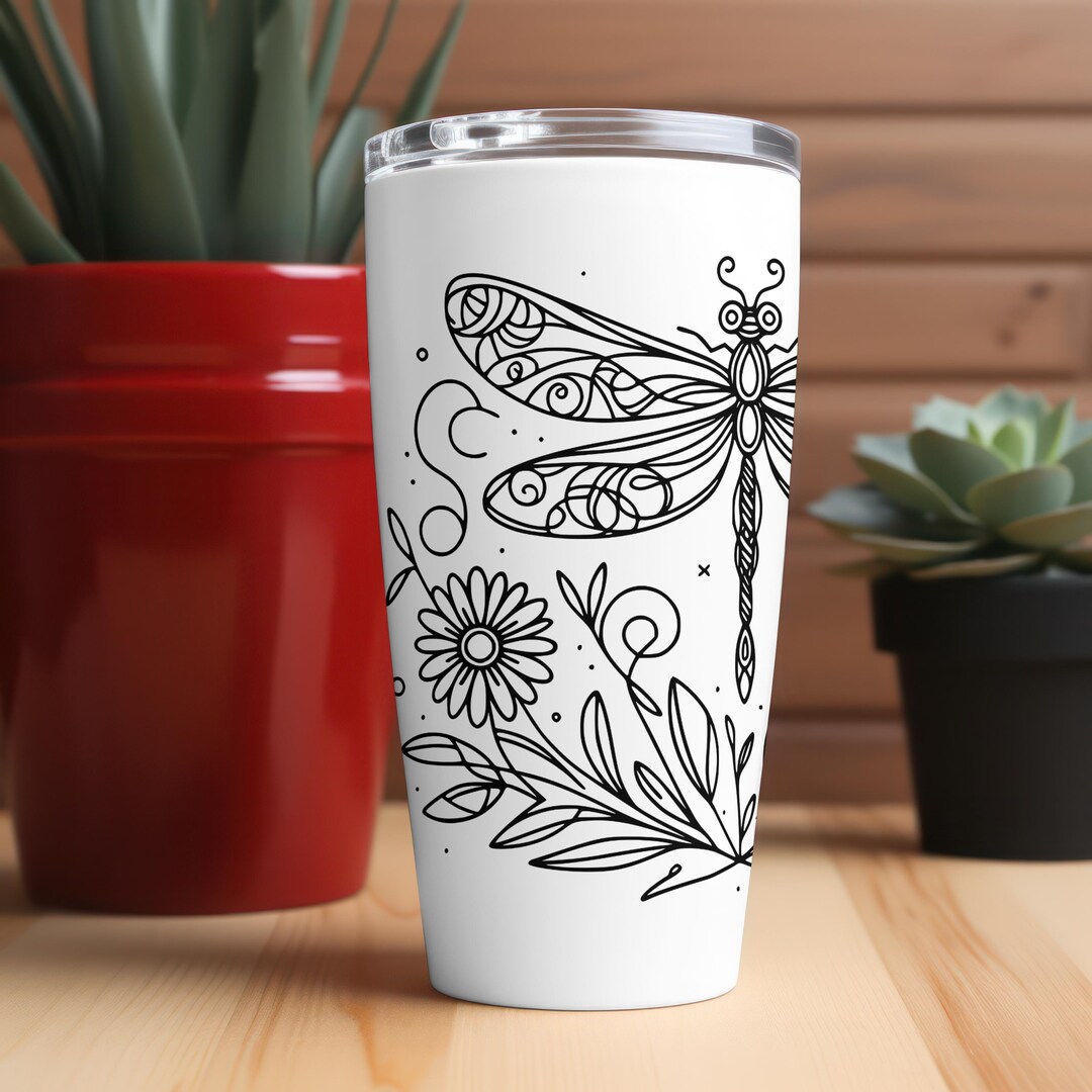 Floral Dragonfly Laser Wrap SVG for Laser, Rotary Seamless Design ...