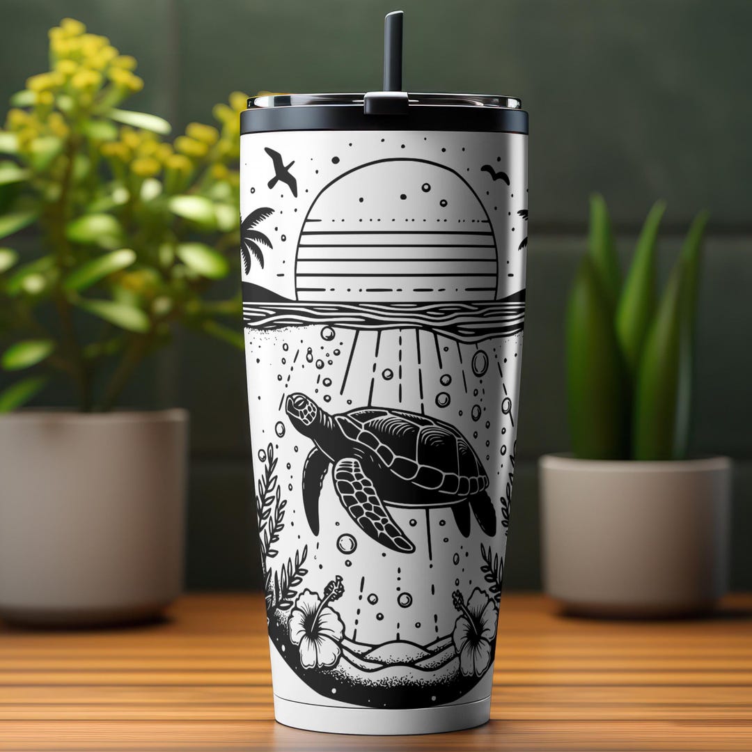 10 Bundle Sea Turtle Tumbler Wrap Laser Svg, Laser Engraving, Summer 20 ...