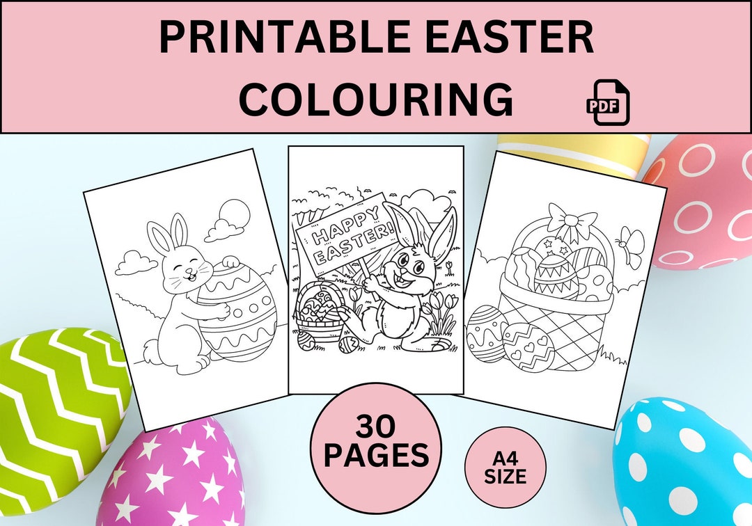 30 Printable Easter Colouring Pages, Coloring for Kids, Children Easter ...