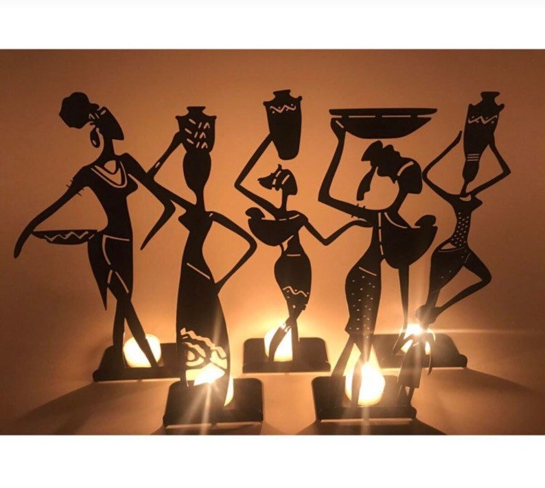 Decorative 5-piece African Female Figures Candle Holders - Etsy
