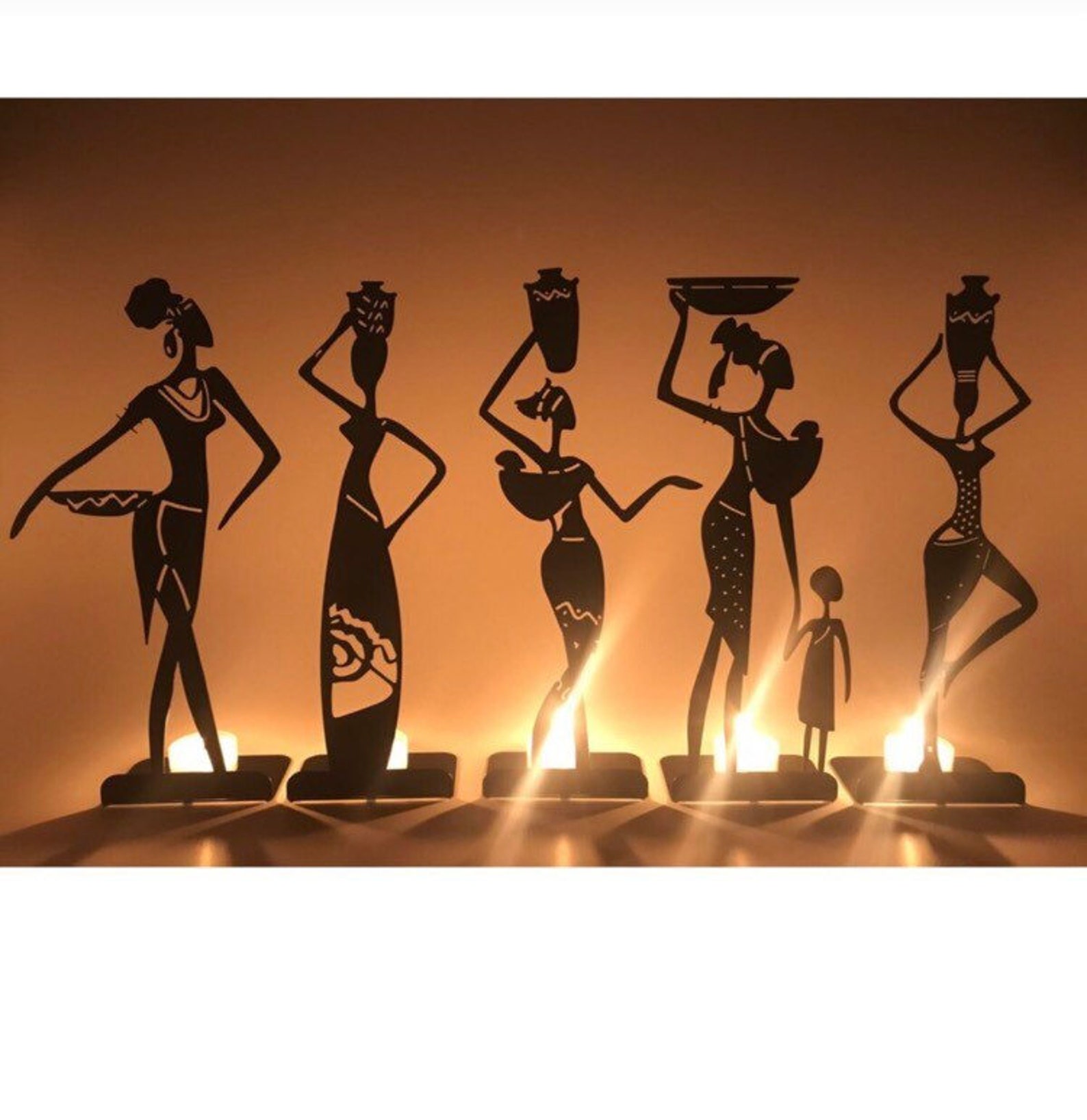 Decorative 5-piece African Female Figures Candle Holders - Etsy