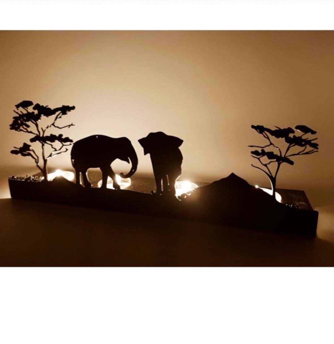 Decorative Quadruple Large Elephants Metal Candle Holder - Etsy