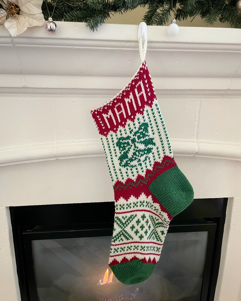 Fair Isle Stocking Bell Instant Download Pattern for Machine Knitting ...