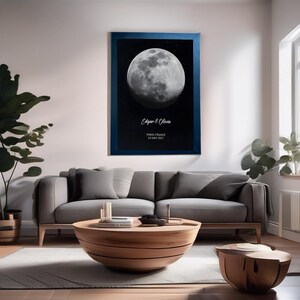 Custom Moon Phase Poster Personalised Moon Map Print Lunar Phase Gift ...