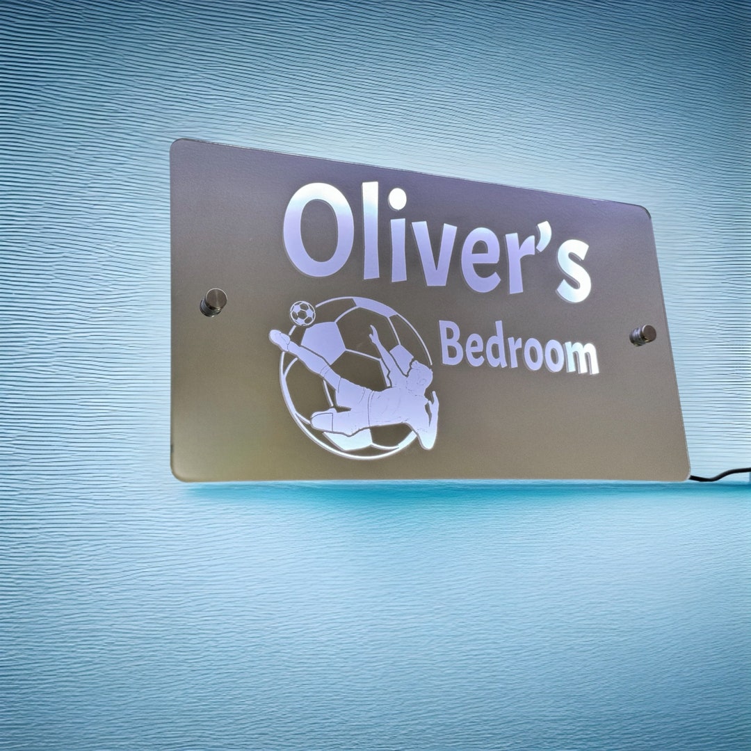 Custom Engraved Football Mirror With LED Lighting - Personalized Name ...