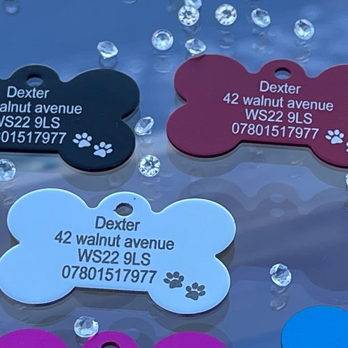 Dog Tag Name Tag Pet ID Dog Name Disc Engraved Stainless - Etsy UK