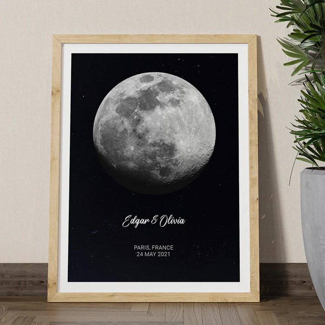 Custom Moon Phase Poster Personalised Moon Map Print Lunar Phase Gift ...
