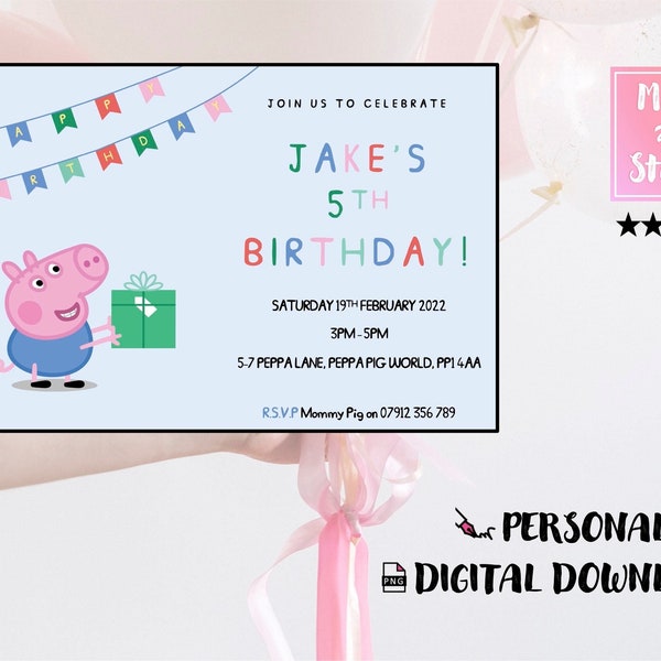George Pig Invite - Etsy