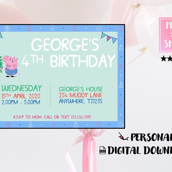 George Pig Invite - Etsy