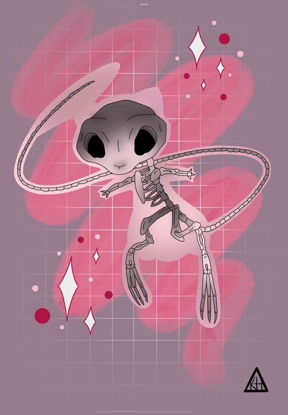 Mew Skeleton Drawing | Etsy