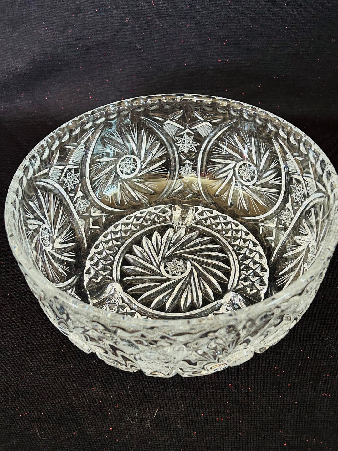 Large Crystal Footed Dish - Etsy
