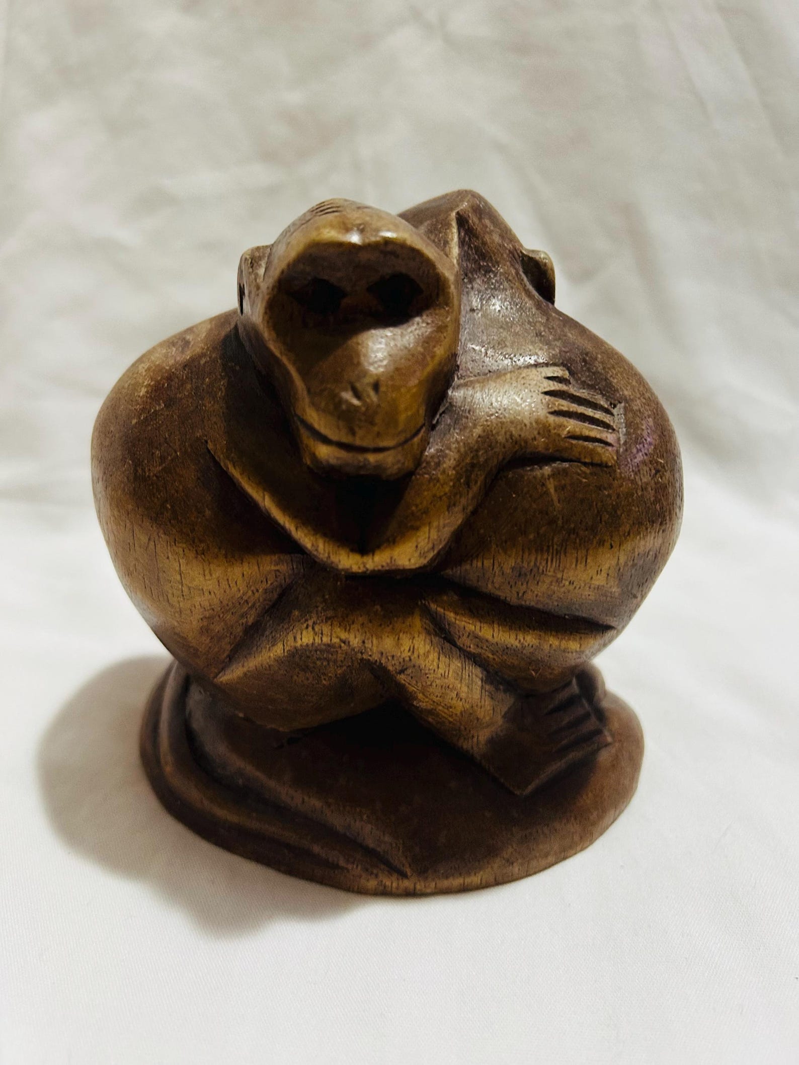 Vintage Wooden Hugging Monkey Sculpture - Etsy