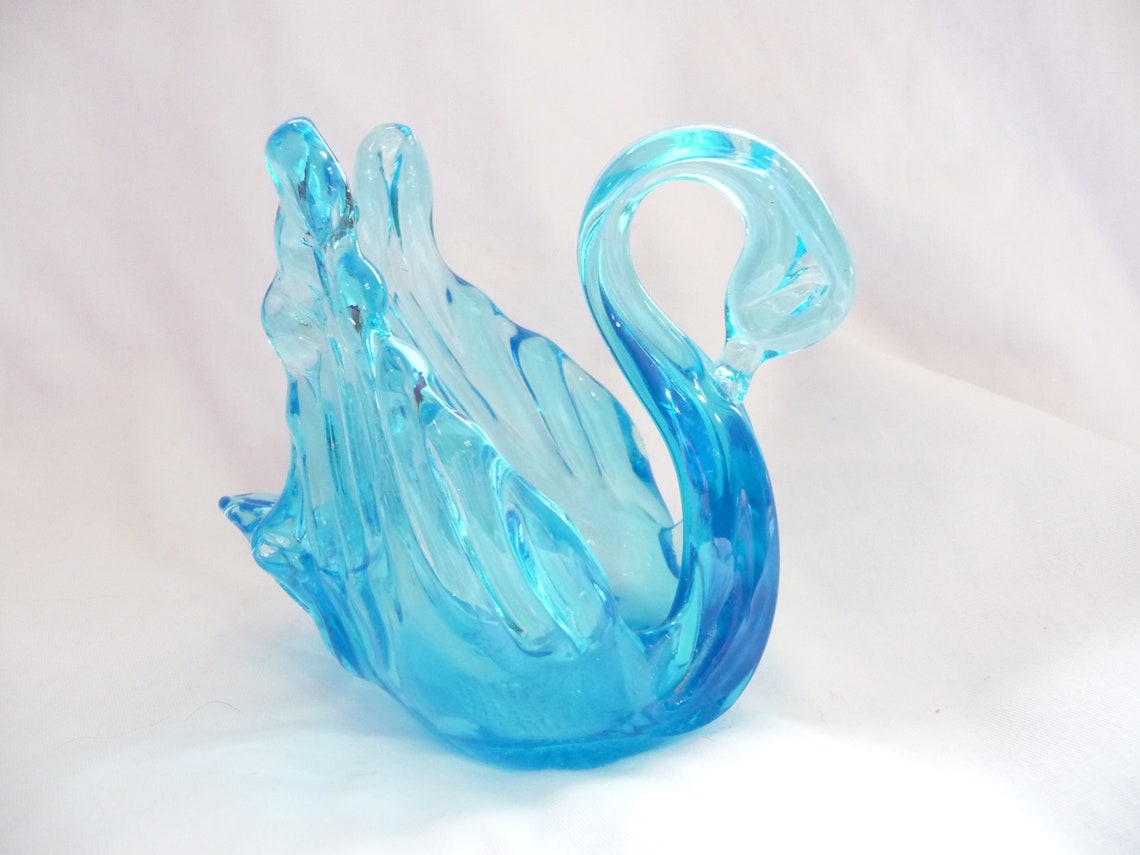 Vintage Art Glass Swan Dish Etsy