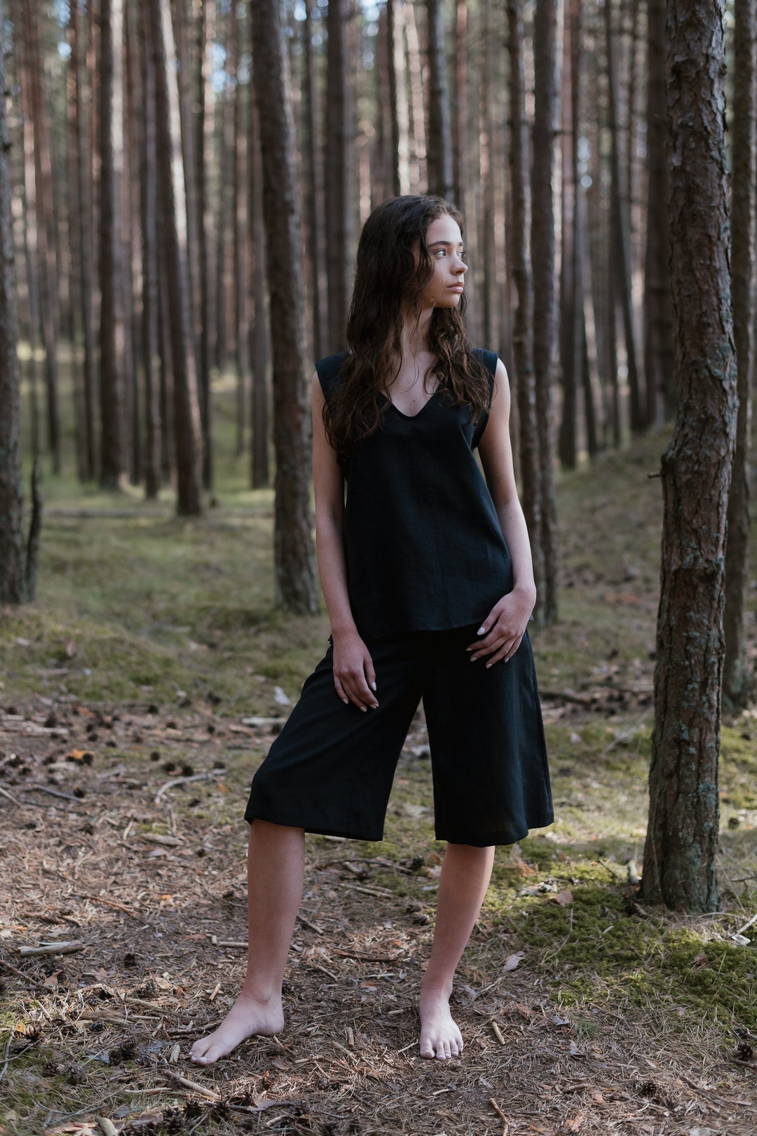 Wide Linen Shorts / Long Linen Shorts / High Waisted Linen Shorts With ...